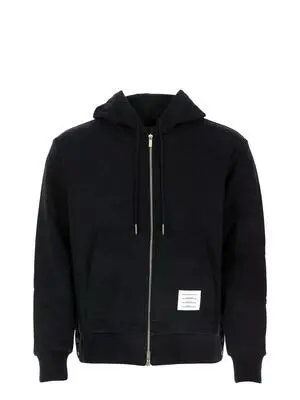 Thom Browne Stripe-detail Zip-up Hoodie - Blue