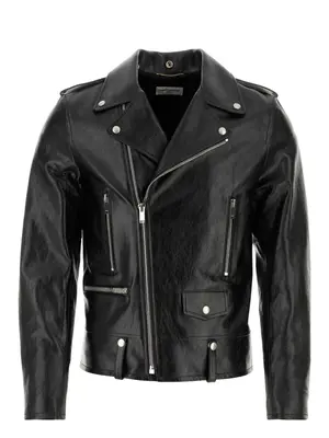 Saint Laurent Leather Zipped Biker Jacket - Black
