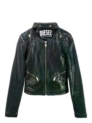 DIESEL® Croc Effect Biker Jacket - Blue