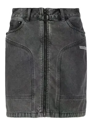 Off-White Zip-front Denim Skirt - Grey