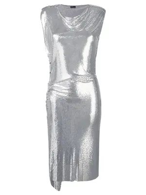Rabanne Draped Midi Dress - Silver