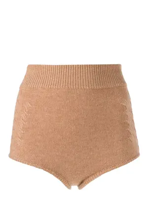 Cashmere In Love Ribbed Mimie Shorts - Neutrals