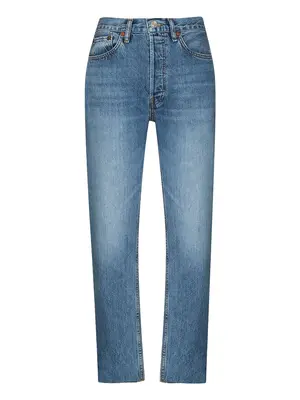 RE/DONE Stove Pipe Cropped Jeans - Blue