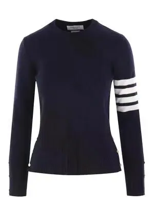 Thom Browne Milano Stitch Cotton Crepe 4-bar Pullover - Blue