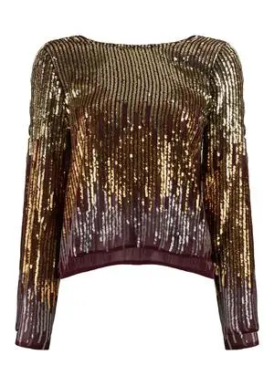 RIXO Bettina Ombré Sequinned Blouse