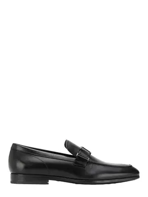 TOD'S T Logo Leather Loafers - Black