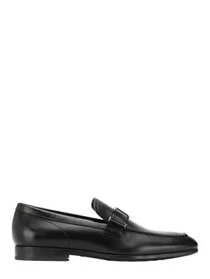 TOD'S T Logo Leather Loafers - Black