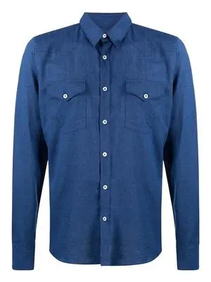 DELL'OGLIO Plain Denim Shirt - Blue