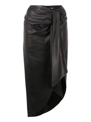 Balmain Lamb Skin Sarong Skirt - Black