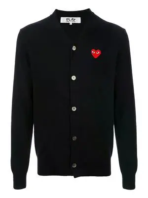 Play Comme Des Garcon Embroidered Logo Cardigan - Blue