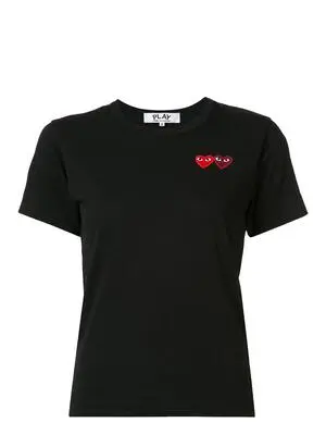 Play Comme Des Garcon Embroidered Heart T-shirt - Black