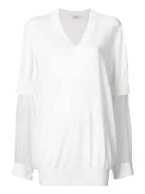 Givenchy Sheer Sleeve Knit Sweater - White
