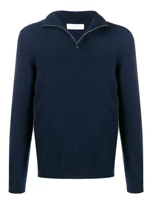 Pringle Of Scotland Fine Knit Zip Neck Sweater - Blue