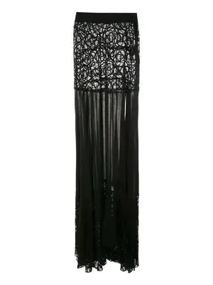 AMIR SLAMA Lace Panels Maxi Skirt - Black