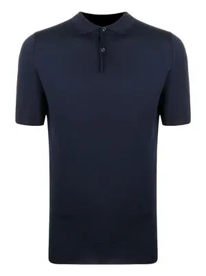 John Smedley Fine-knit Polo Shirt - Blue