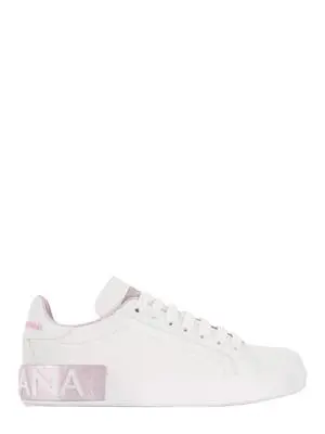 Dolce & Gabbana Portofino Leather Sneakers - White