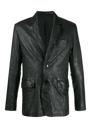 Zadig&Voltaire Crinkle Effect Leather Blazer - Black