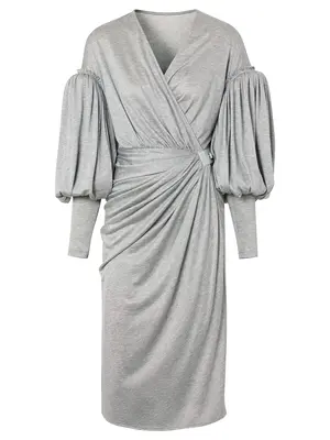Burberry Puff-sleeve Wrap Dress - Neutrals