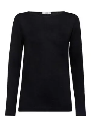 Brunello Cucinelli Cashmere-blend Boat-neck Jumper - Black