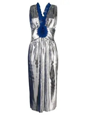 Marco De Vincenzo Ruffled Trim Midi Dress - Metallic