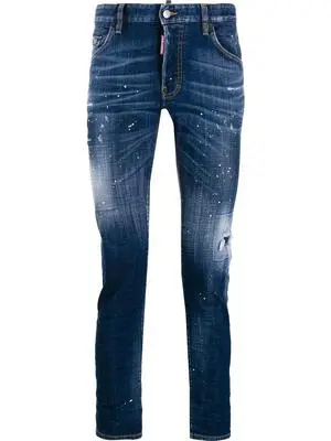 Dsquared2 Paint Splatter Skater Jeans - Blue