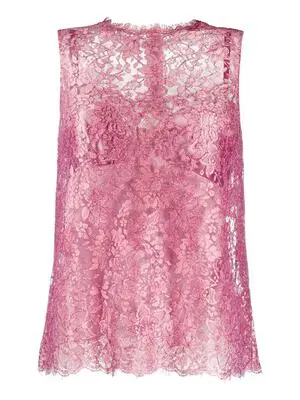 Dolce & Gabbana Floral Lace Sleeveless Blouse - Pink