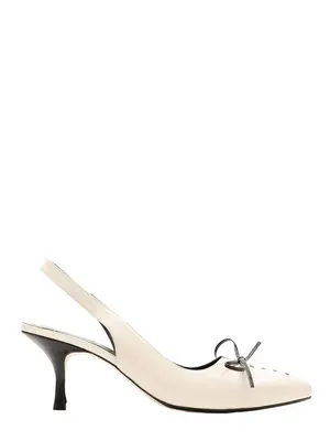 STUDIO CHOFAKIAN Bow Detail Slingback Pumps - White