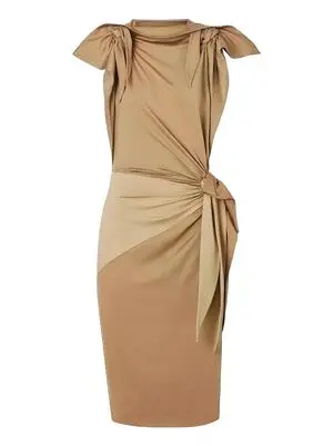 Burberry Tie Detail Tri-tone Dress - Neutrals