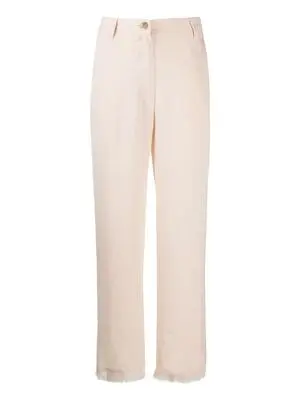 Nanushka Theo Frayed Straight-leg Trousers - Creme