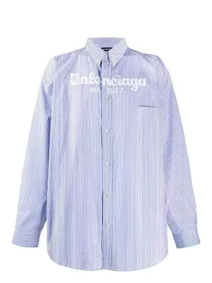 Balenciaga Embroidered Logo Shirt - Blue