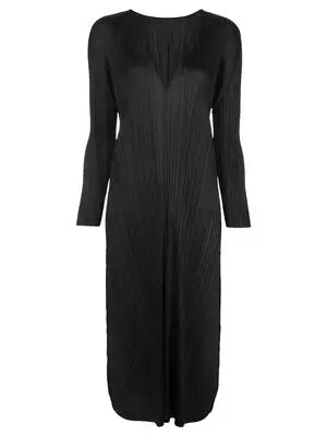 ISSEY MIYAKE Long-sleeve Pleated Midi Dress