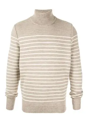 FUMITO GANRYU Striped Roll Neck Jumper - Neutrals