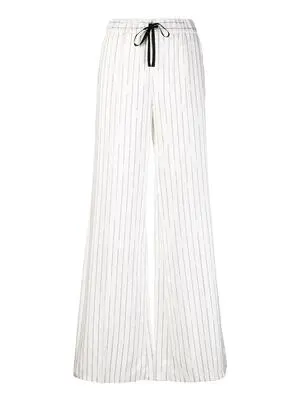 BEN TAVERNITI UNRAVEL PROJECT Logo Stripe Palazzo Trousers - White