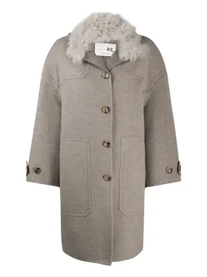 MANZONI 24 Contrast-collar Knee-length Coat - Grey