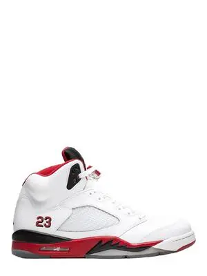 JORDAN Air 5 Retro Fire Red Sneakers - White