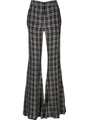 Khaite Stockard Check Flared Trousers - Blue