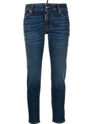 DSQUARED2 Logo Appliqué Mid Rise Jeans