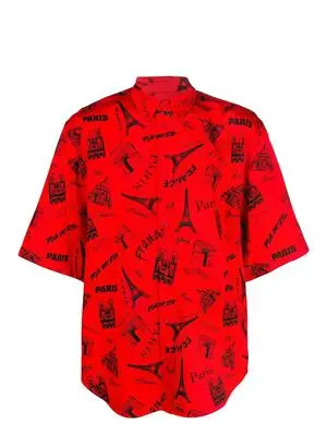Balenciaga Paris Resto Short-sleeved Shirt - Red