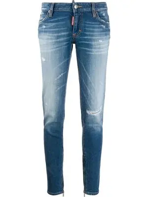Dsquared2 Distressed Stonewashed Skinny Jeans - Blue