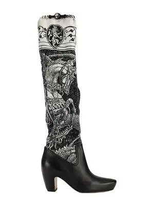 LANVIN Saint George And The Dragon Print Boots - Black