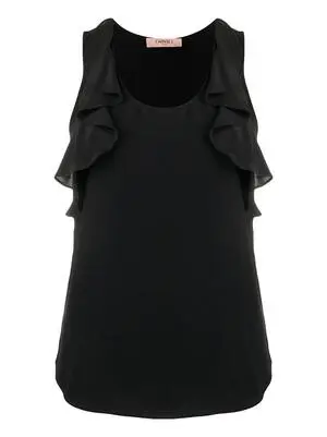TWINSET Ruffle Detail Sleeveless Top - Black