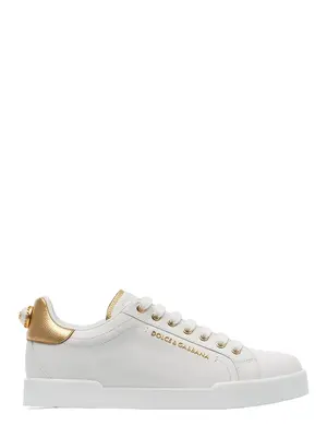 Dolce & Gabbana Portofino Leather Sneakers - White