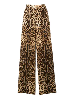 Dolce & Gabbana Leopard Print Flared Trousers - Brown
