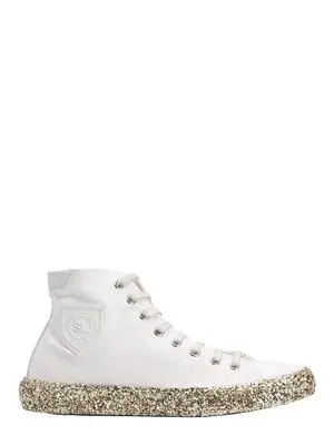 Saint Laurent Bedford Glitter-embellished Hi-top Sneakers - Neutrals