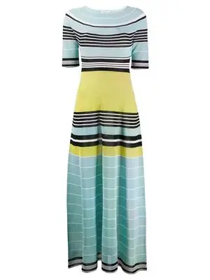 LANVIN Striped Long Knitted Dress - Blue