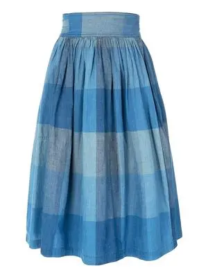 Issey Miyake Check Wrap Midi Skirt - Blue