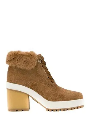 Hogan Faux Fur Trimmed Ankle Boots - Neutrals