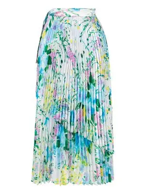 RICHARD QUINN Floral Pleated Midi Skirt - Blue