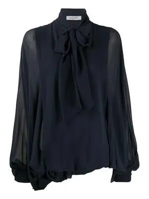 Valentino Garavani Pussybow Pouf Sleeve Blouse - Blue