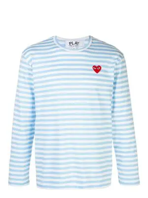 Play Comme Des Garcon Striped Logo T-shirt - Blue